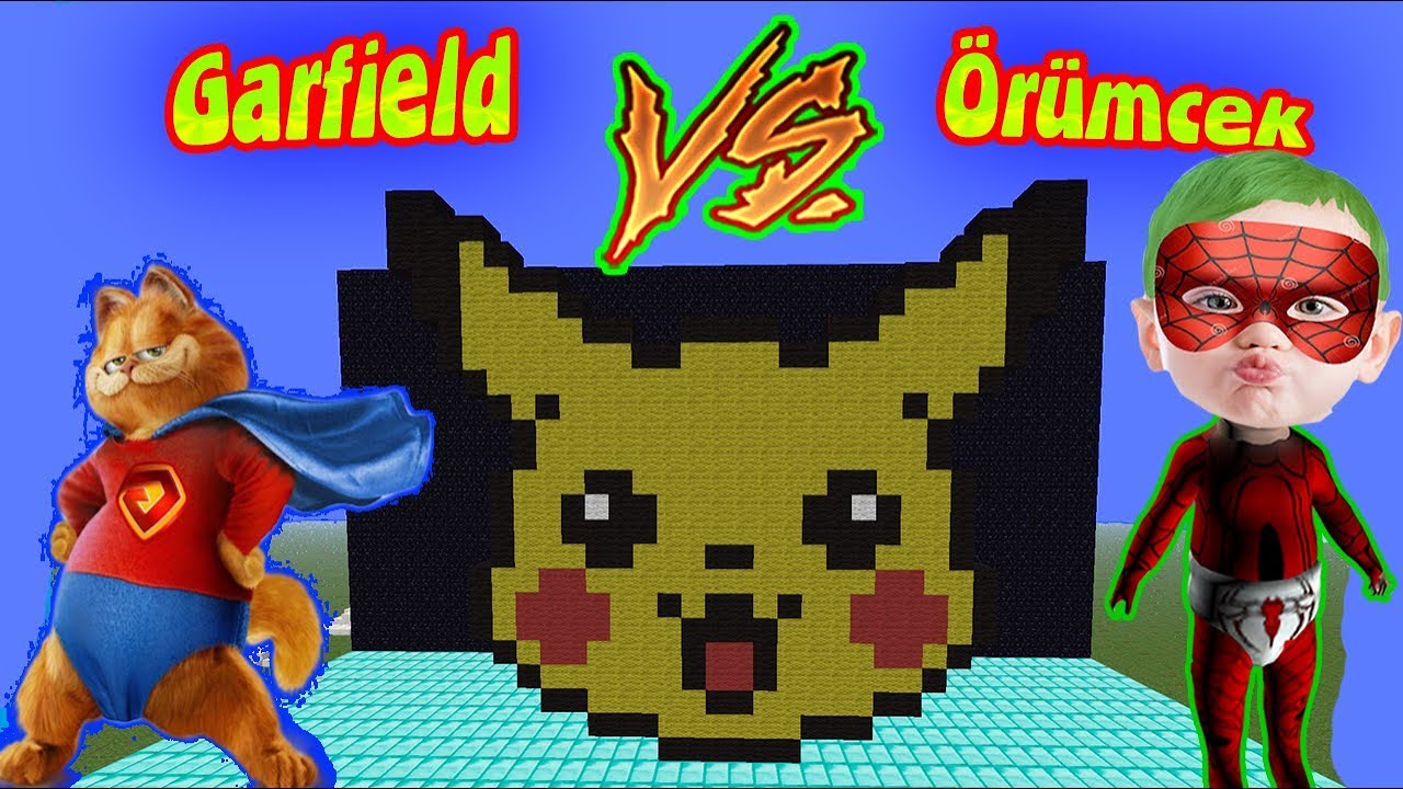 Örümcek Bebek ve Garfield Minecraftta Pikachu Kafası Yapıyor-Büyük ...