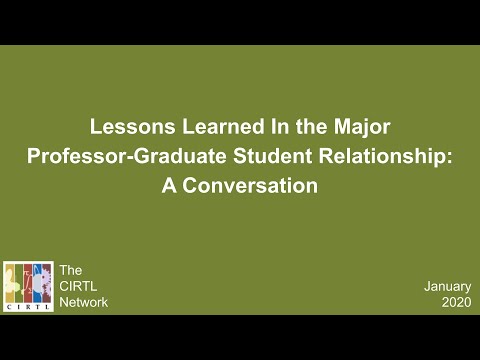 Lessons Learned In the Major Professor Graduate Student Relationship A ...