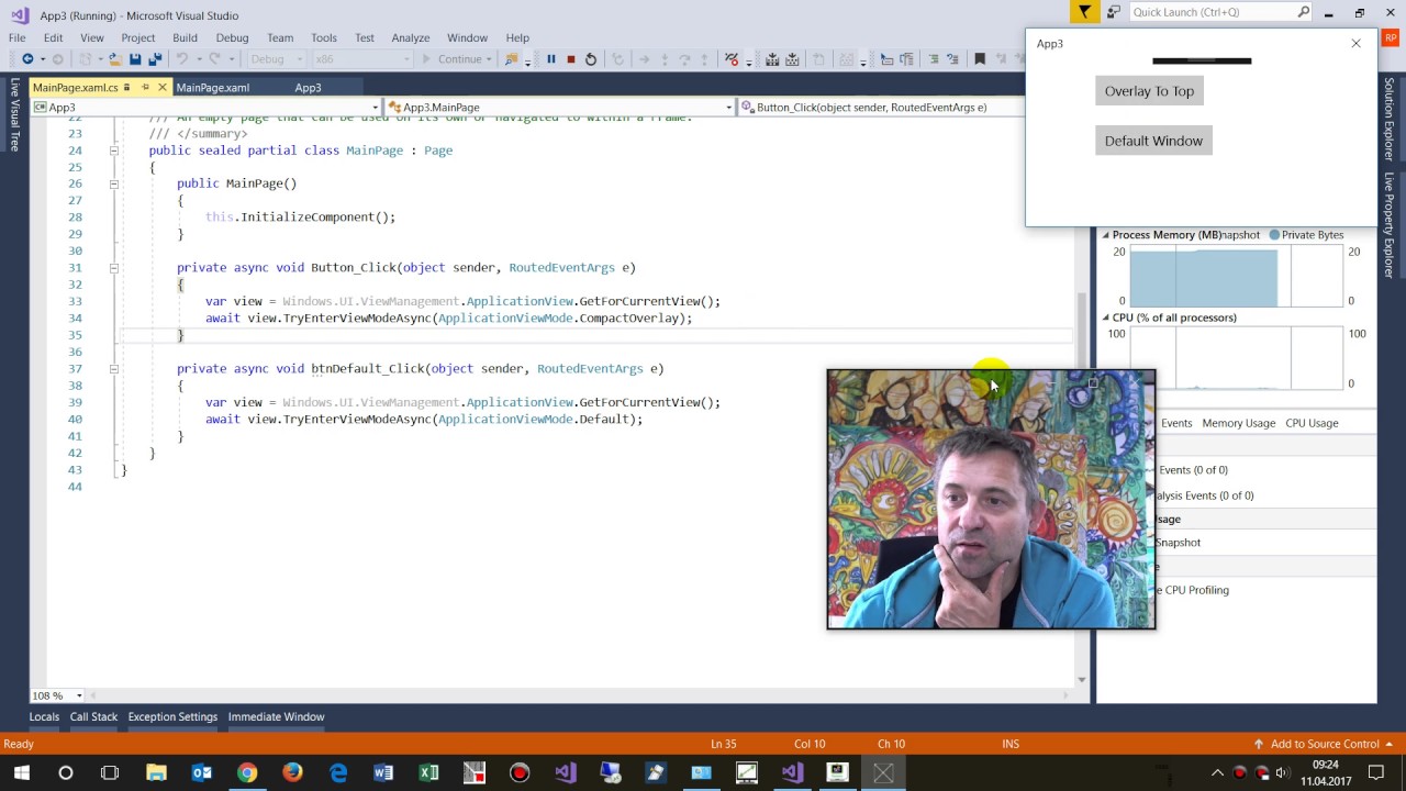 UWP: CompactOverlay Window on Top - YouTube