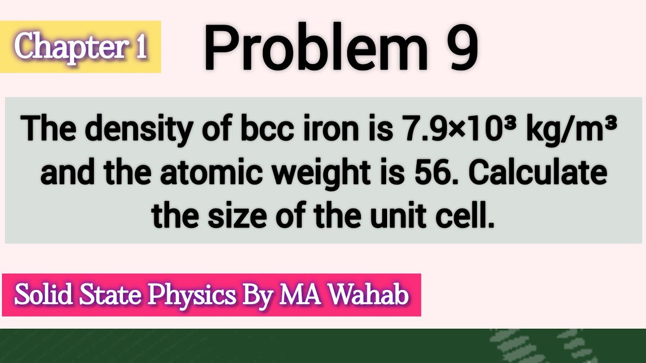 1.9 The density of bcc iron is 7.9×10³ kg/m³ and the atomic weight is ...