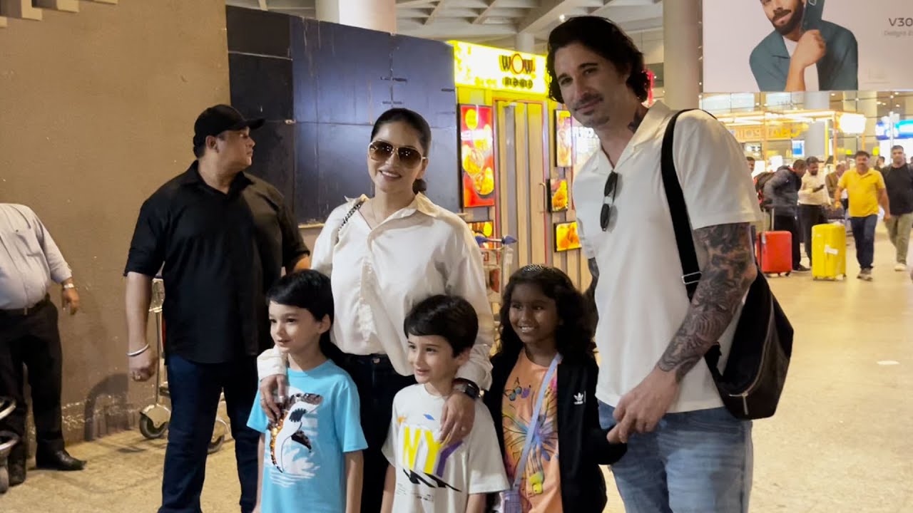 Sunny Leone With Family Spotted At Mumbai Airport - YouTube