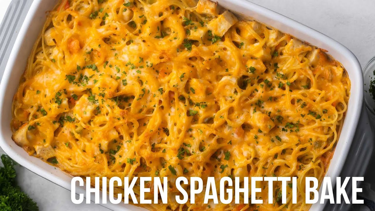 Creamy Chicken Spaghetti Bake l The Recipe Rebel - YouTube