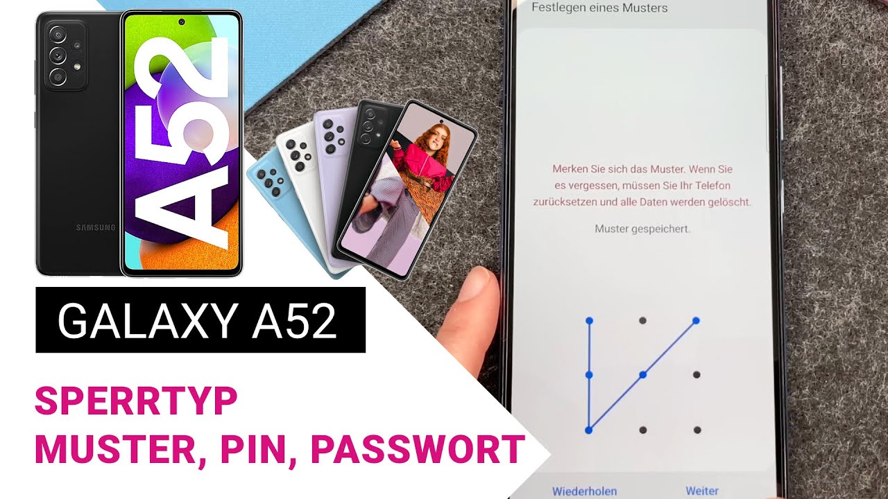 Samsung Galaxy A52 sicher Muster Pin Passwort - YouTube