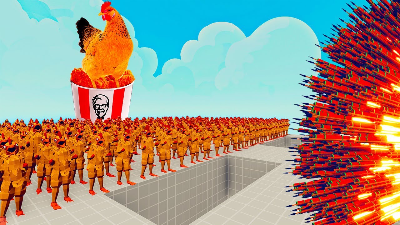 100x KFC CHICKEN + 1x GIANT vs 3x EVERY GOD Totally Accurate Battle ...