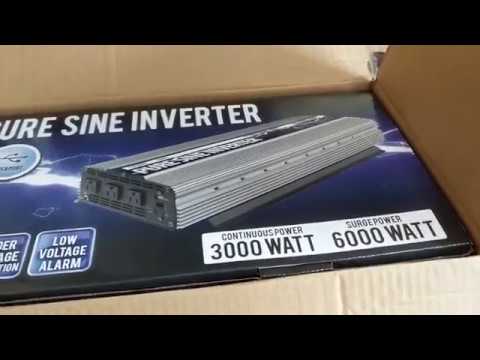 Unboxing powertech-on 3000 watt pure sign wave 12 volt inverter - YouTube