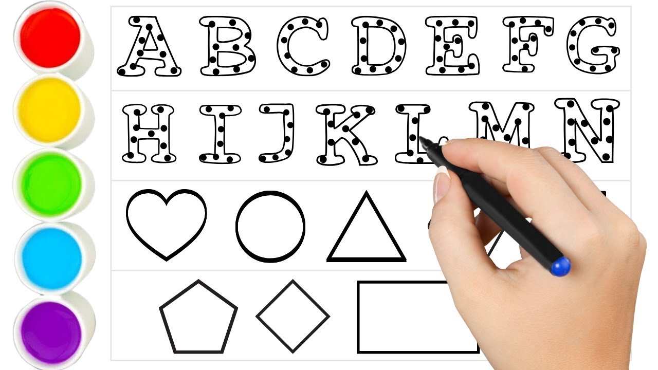 Learn alphabet and shapes while drawing, coloring and painting for kids ...