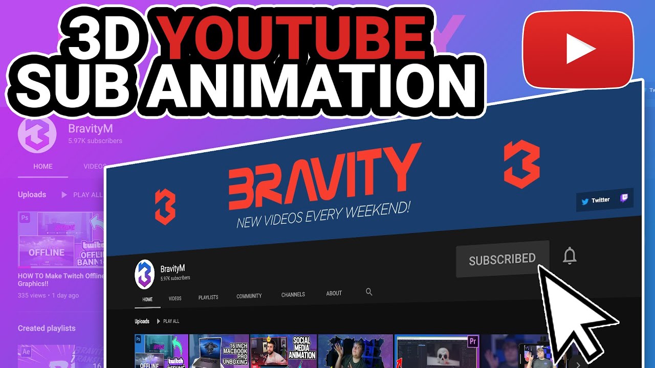 CUSTOM 3D YouTube Sub Animations! - YouTube