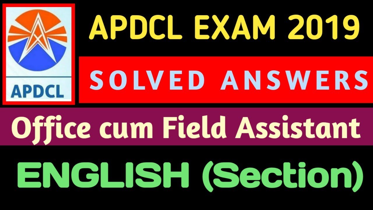 APDCL (OFFICE CUM FIELD ASSISTANT) 2019 SOLVED PAPER (ENGLISH) #APDCL_EXAM #APDCL #norul_alam ...