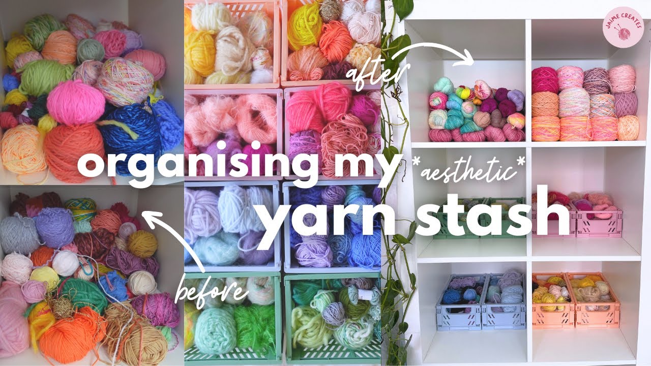 aesthetic yarn organisation + yarn stash tour 🧶🎀 - YouTube