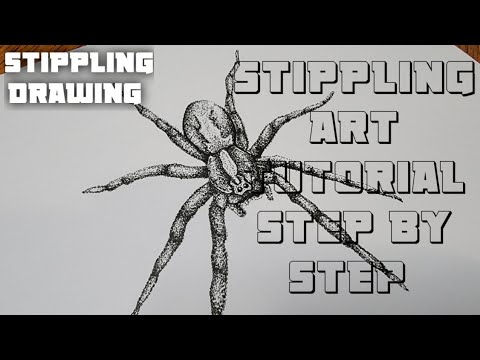 Stippling Drawing | Spider Full Drawing Tutorial Using Dots | Art ...