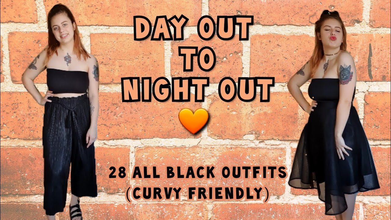 All Black Outfits ~ Day to Night (28 looks) Big Bust Friendly🖤 - YouTube
