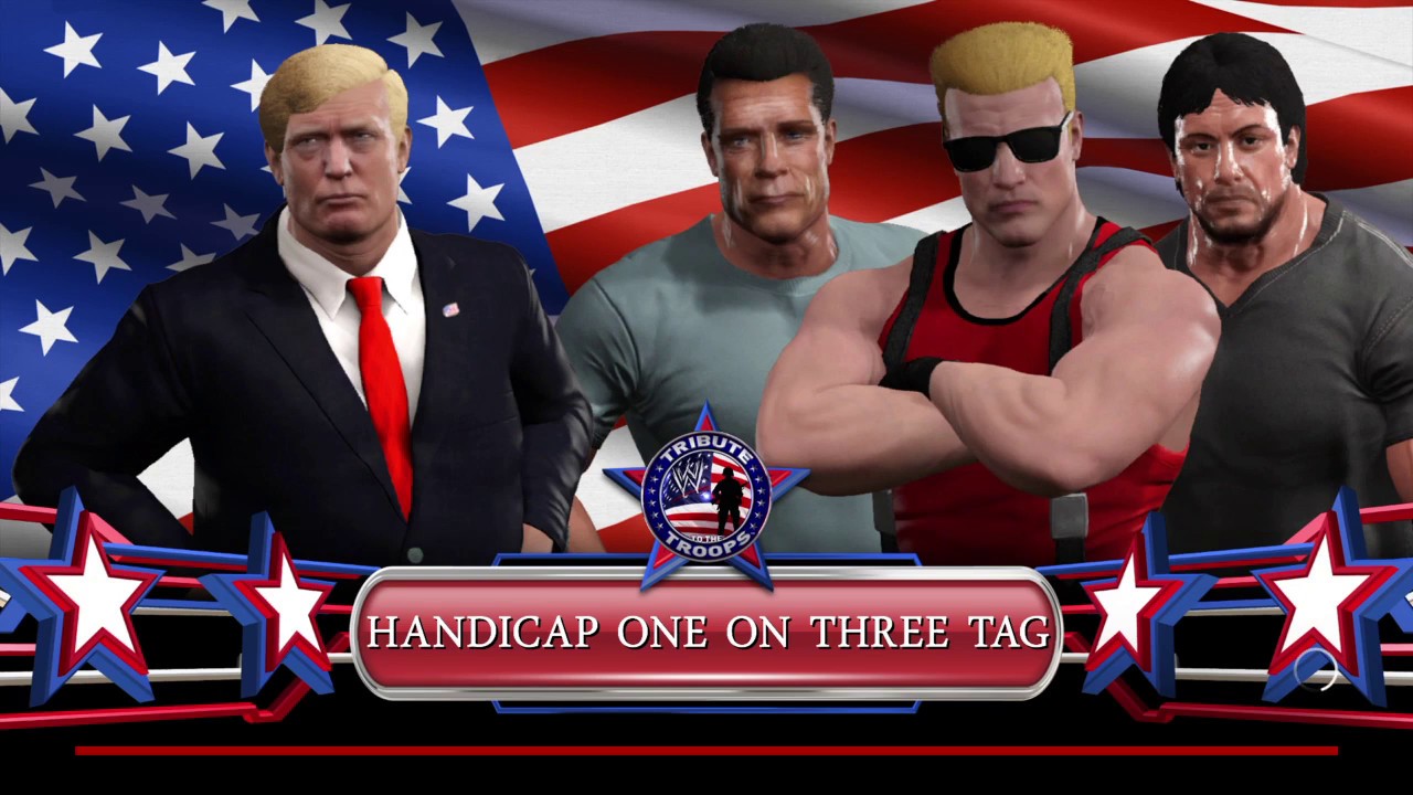 WWE 2K17 Duke Nukem,Rocky Balboa,Terminator T2 VS Donald Trump 3 VS 1 ...