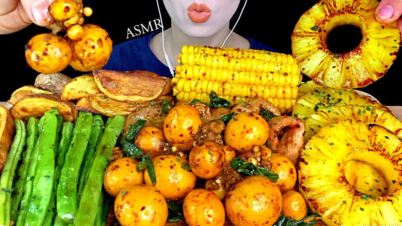 ASMR INTESTINE, IMMATURE CHICKEN EGGS & GRILLED PINEAPPLE, POTATO ...