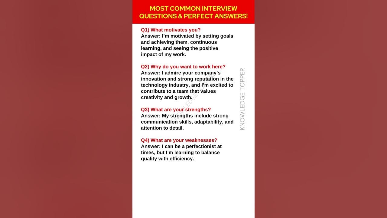 4 Most Important Interview Questions and Answers - YouTube