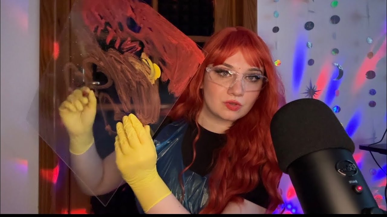 ASMR Painting on Plexiglass | Plastic Apron amd Latex Gloves Asmr ♥️ ...