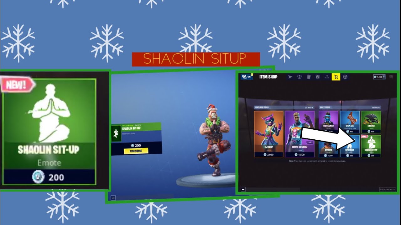 All New Shaolin Sit-up Emote Fortnite Daily Item Shop - YouTube
