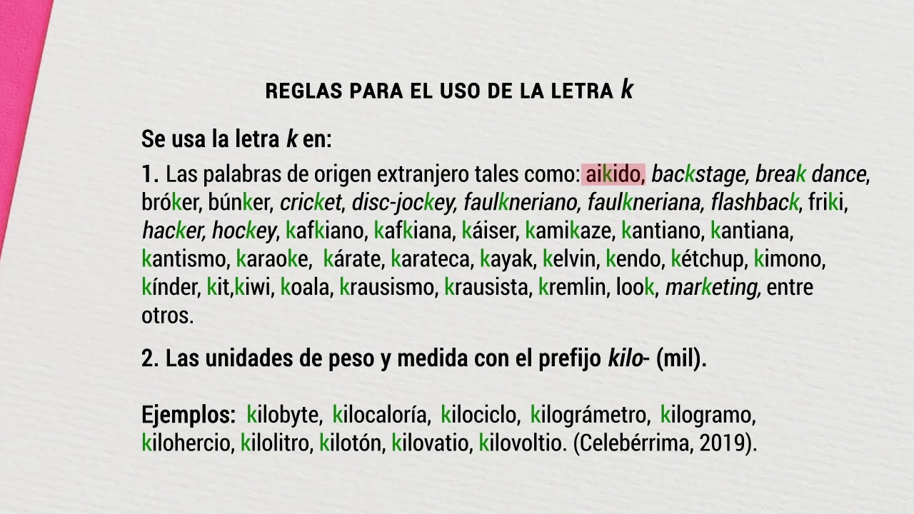 ecuación Banquete galope reglas ortograficas de la letra k Necesario ...