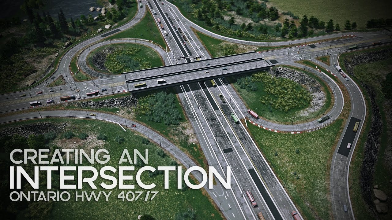 Cities: Skylines | Creating an Intersection Ontario Hwy 407/7 - YouTube