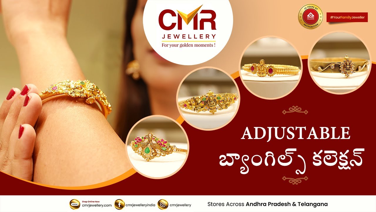 Precious adjustable gold bangles with assorted designs for comfortable ...