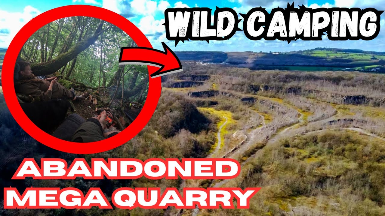 Wild camping in an abandoned quarry 300m above sea-level - YouTube