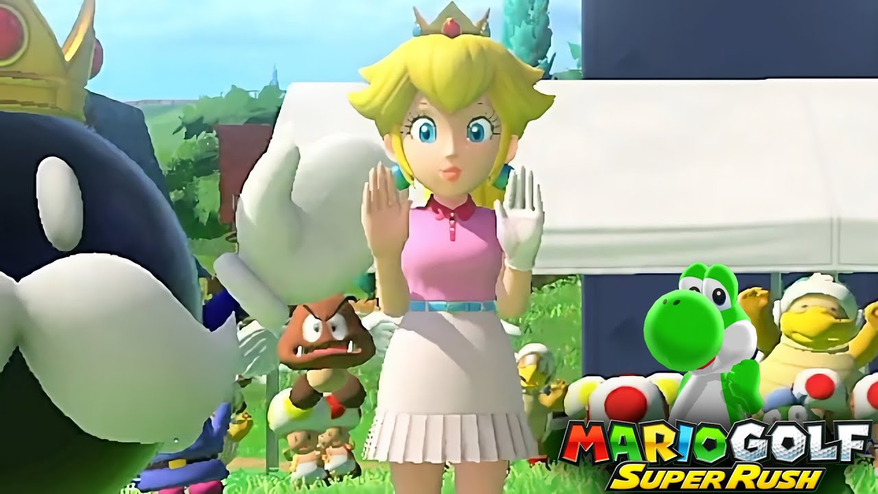 Mario Golf Super Rush Peach vs Wiggler vs King Bob omb in Bonny Greens ...