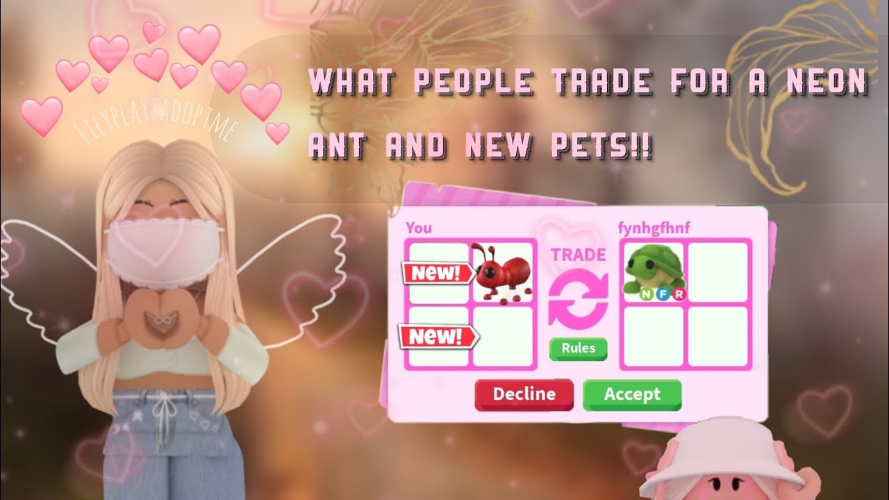 What people trade for the new pets and my neon ant!! #adoptme - YouTube