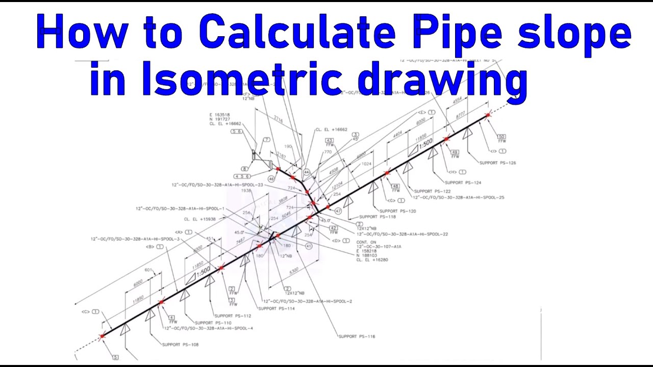 How to calculate the slope of a pipe in an isometric drawing - YouTube