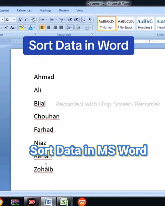 Sort Data in MS Word|itskills.p - YouTube