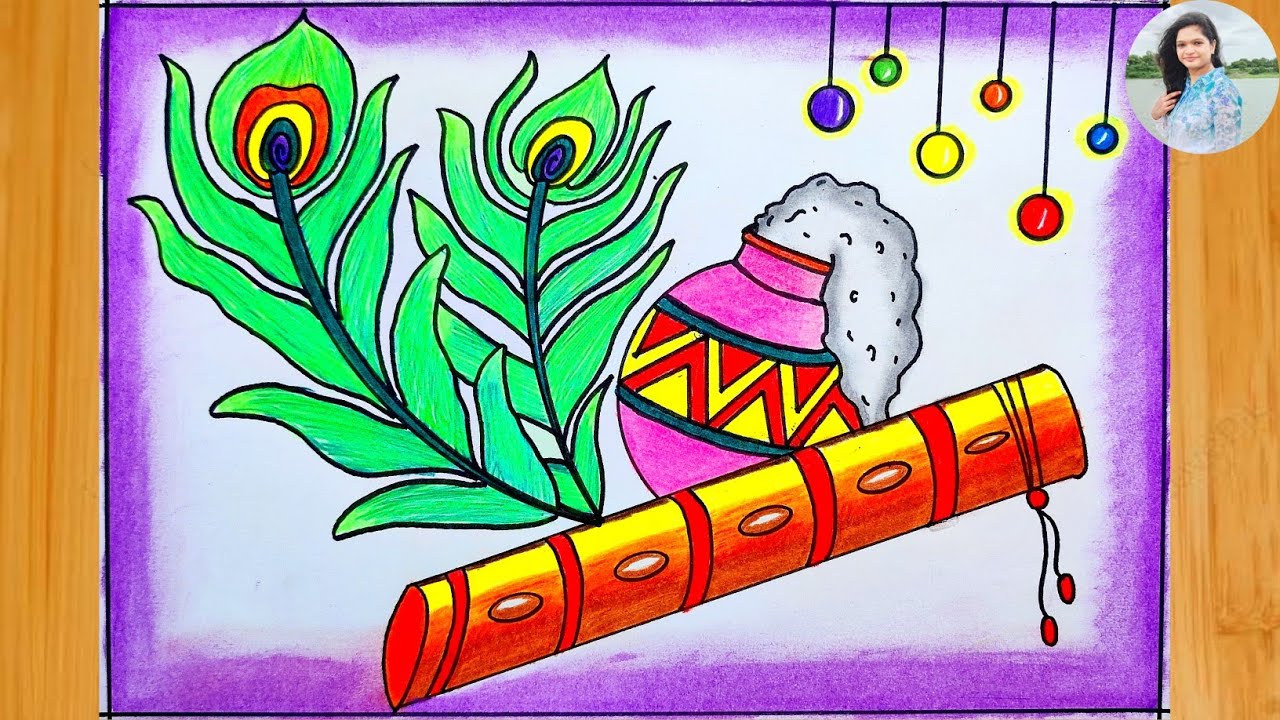 Krishna Janmashtami Poster Drawing Easy | Dahi Handi Drawing ...