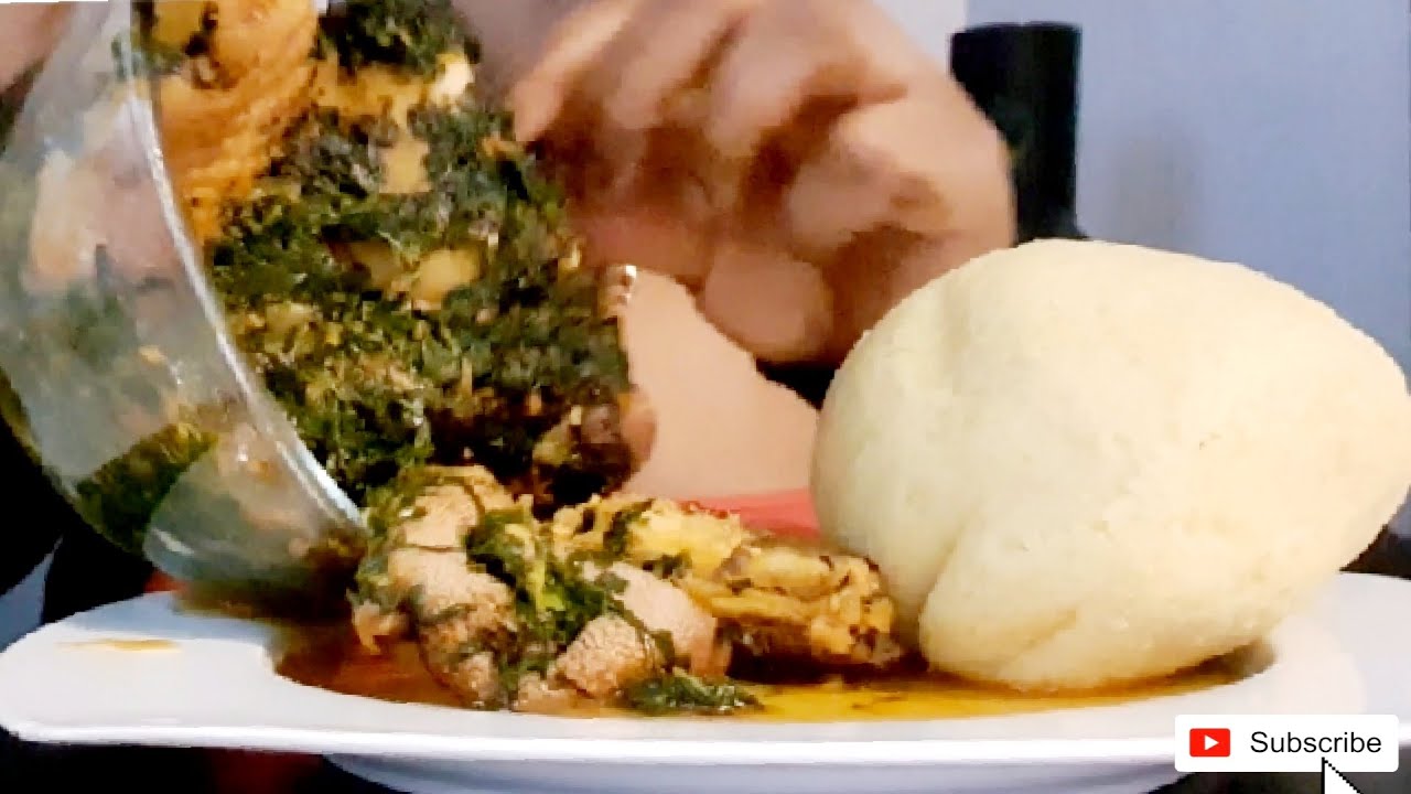 Fufu and efo riro soup MUKBANG AFRICA FOOD | PLANTAIN FUFU - YouTube