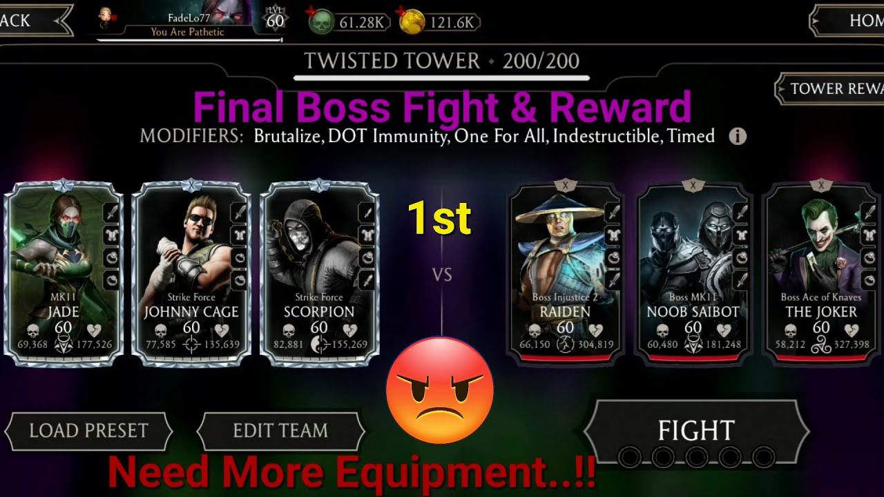 Mk Mobile.Twisted Tower Final Boss First Round Fight & Reward...☻️ ...