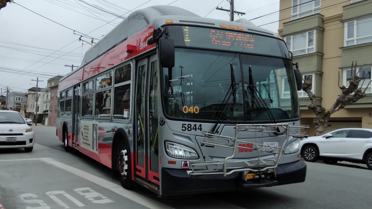 SF Muni 2019 New Flyer XT40 #5844 on Route 1 California - YouTube