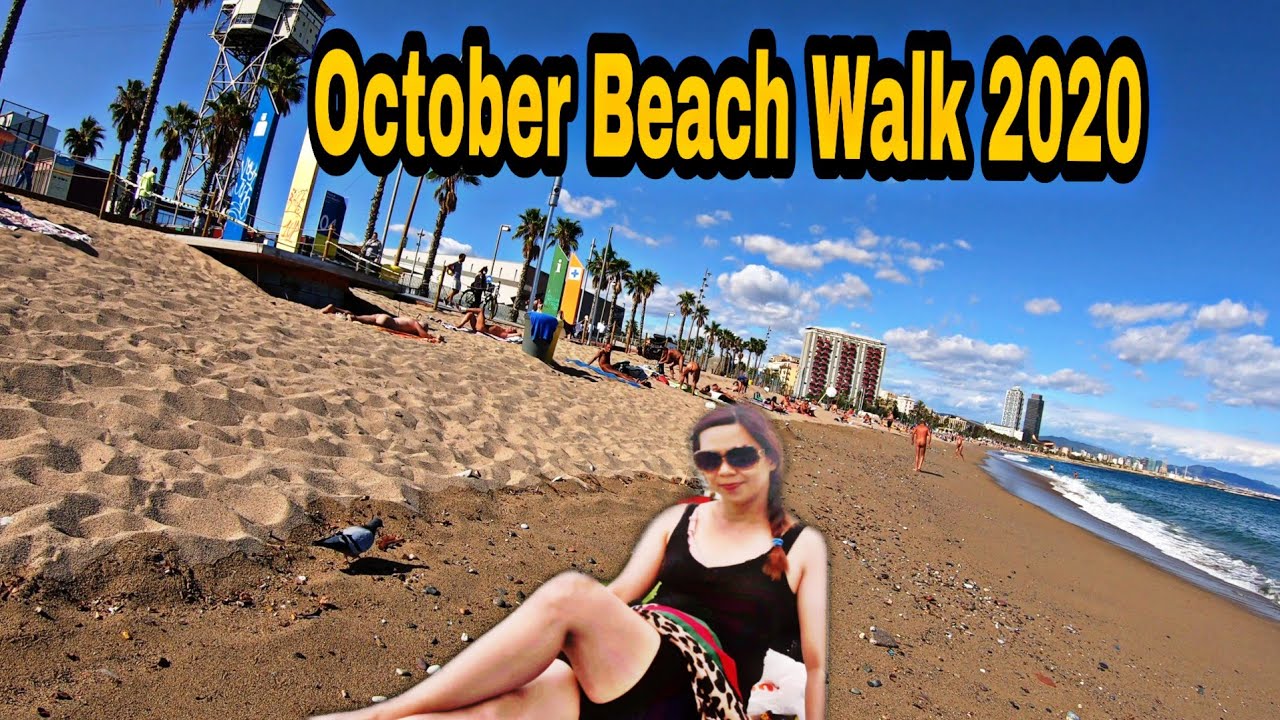 Relaxing Beach Walk [4K] Barcelona || Spain || 2020 - YouTube