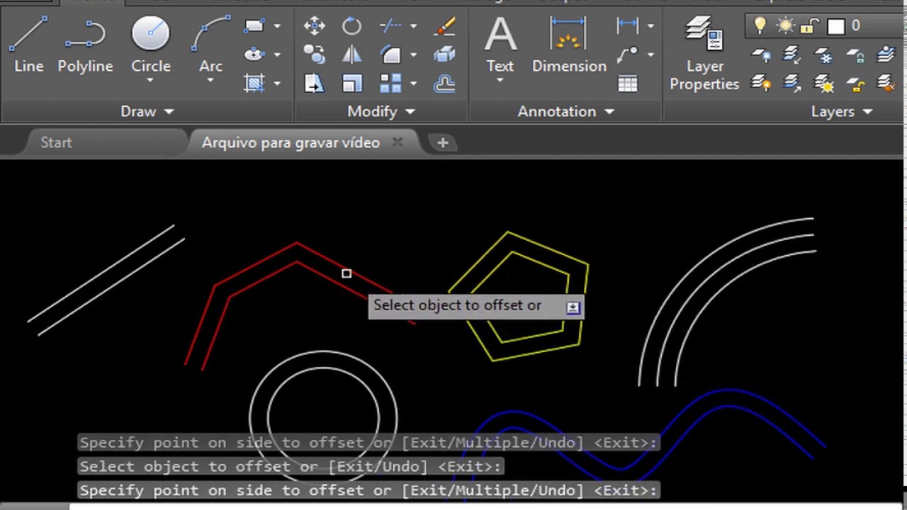 Comandos básicos do AutoCAD: 12 - Cópia paralela ou Offset - YouTube