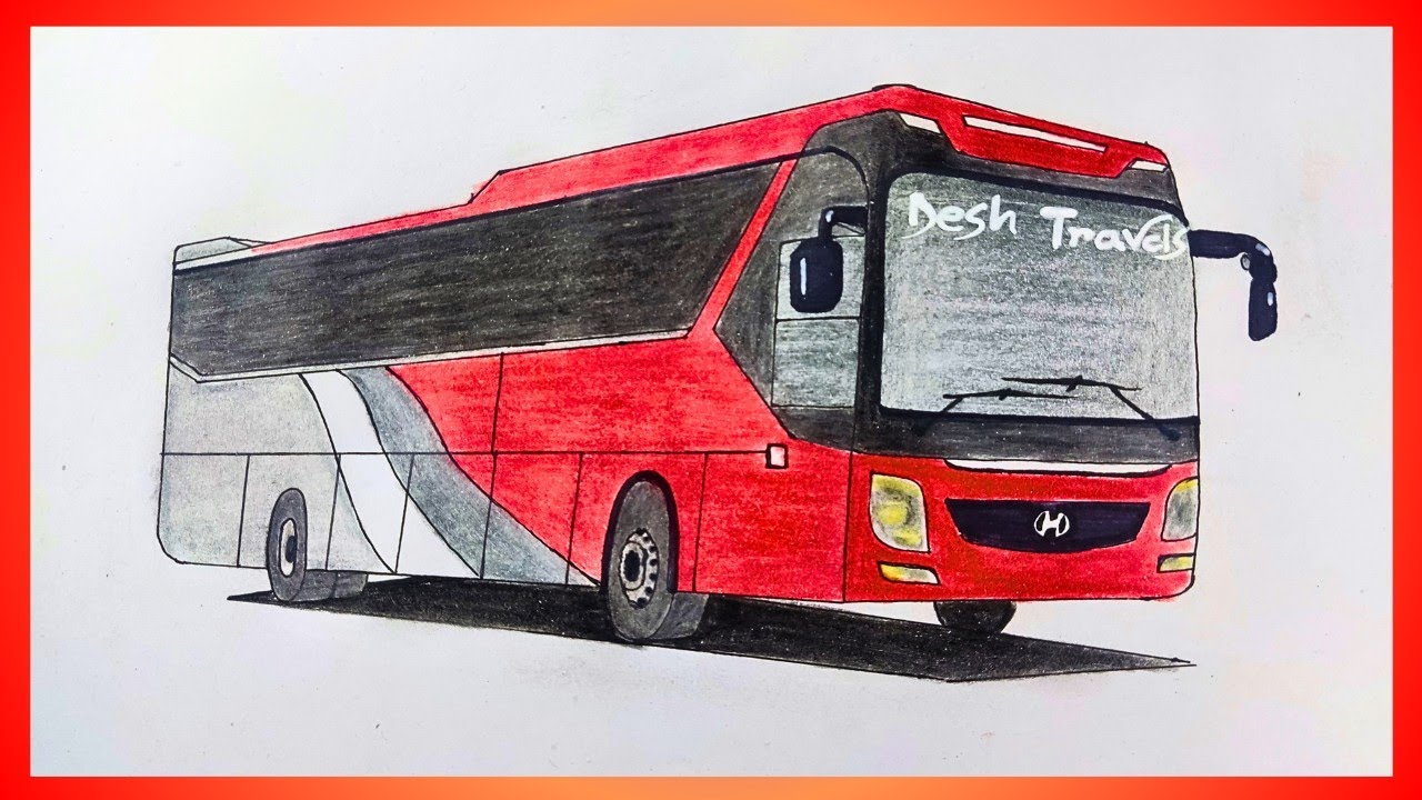 Desh Travels Bus Drawing | দেশ ট্রাভেলস বাস আঁকা | easy bus drawing ...