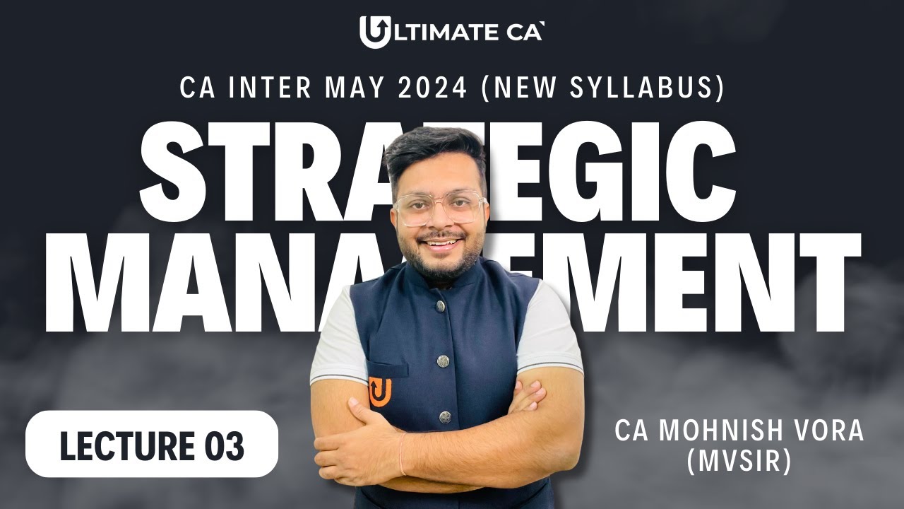 Lec 3 | Strategic Management | CA Inter May 24 | New Syl. | CA Mohnish ...