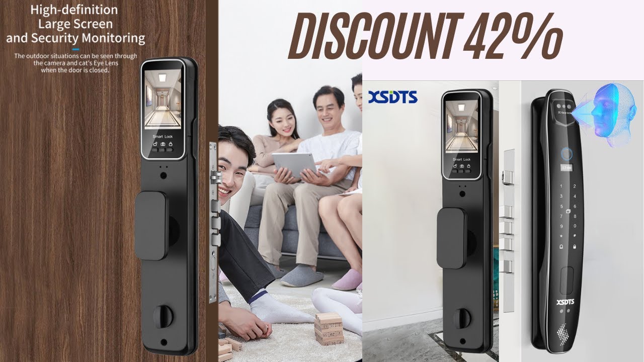 3D Face Smart Door Lock Security Camera Monitor Intelligent Fingerprint ...