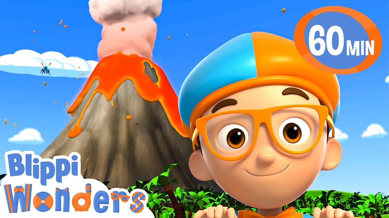 Blippi flies down a Volcano to play Floor is Lava ! | Blippi Wonders ...