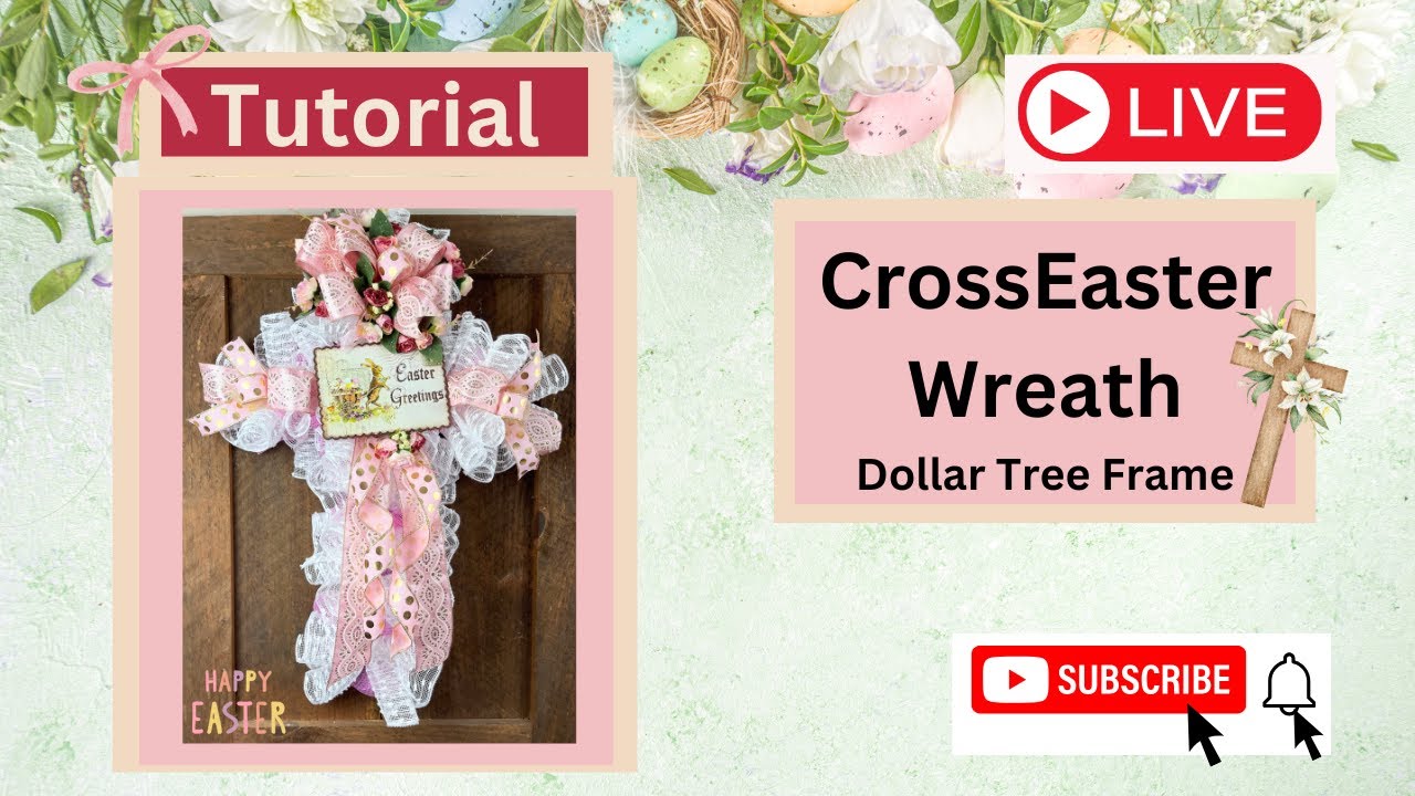 How to Make a Dollar Tree Wire Cross Easter Wreath, DIYEaster Wreath ...