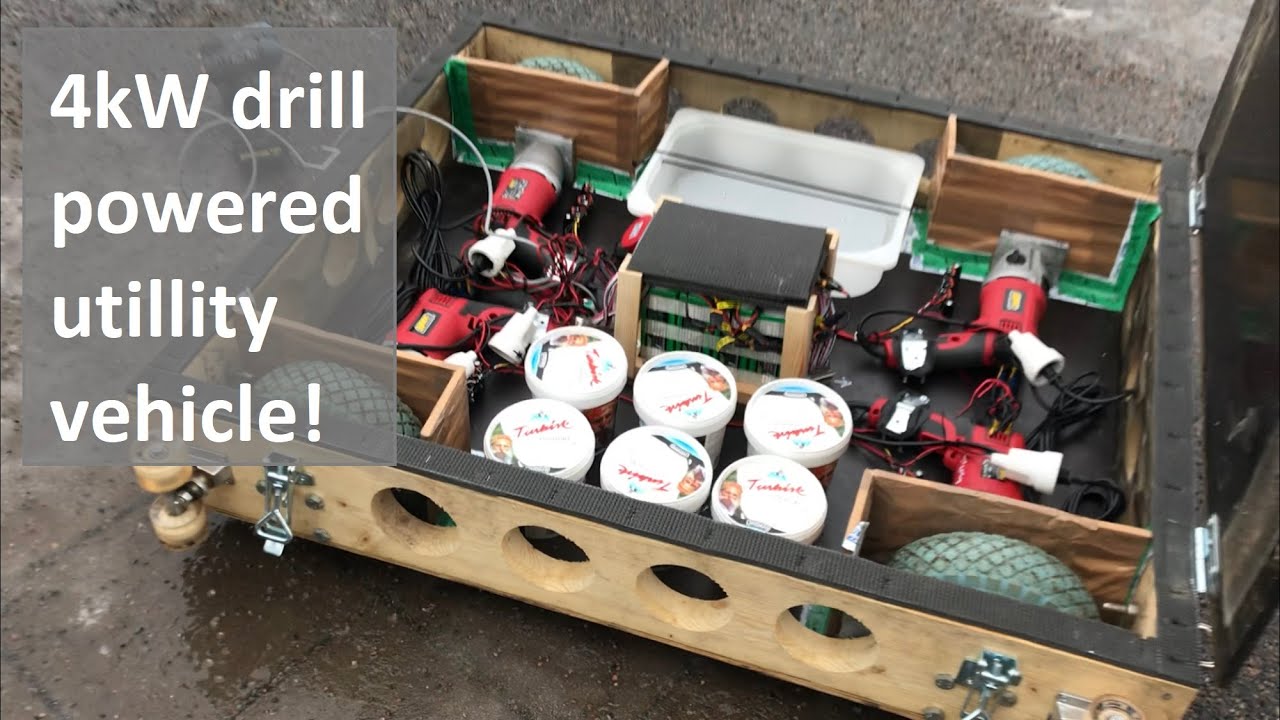 4 kW Drill Powered Utility Vehicle/Go-cart Further testing - YouTube