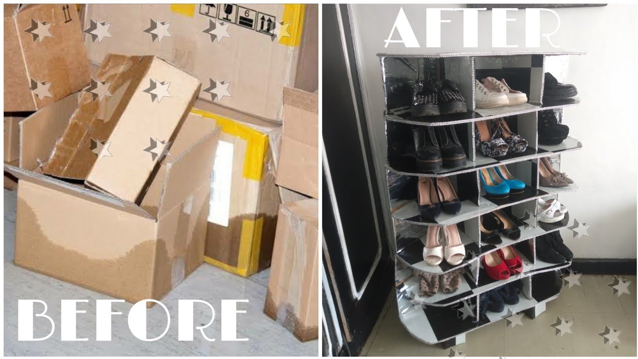 DIY Shoe Rack Out Of Cardboards ||Room Decor DIY - YouTube