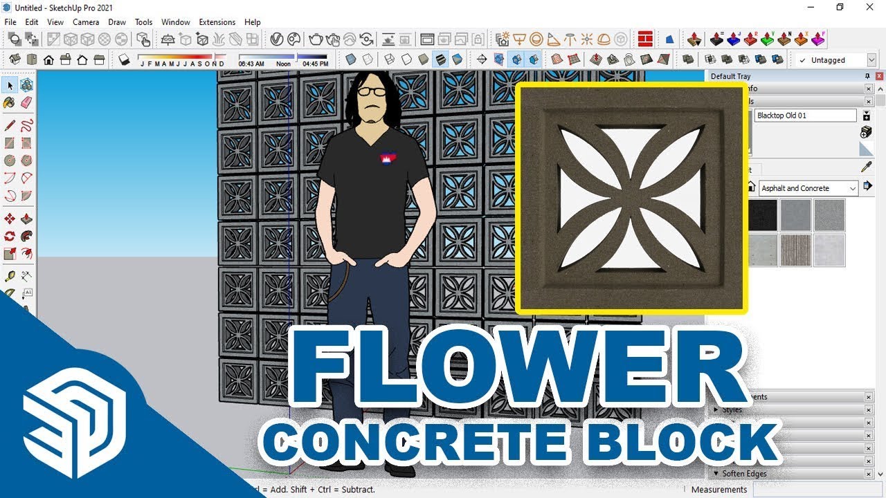 SketchUp 2021 | How to 3D Model Concrete Block Flower - YouTube