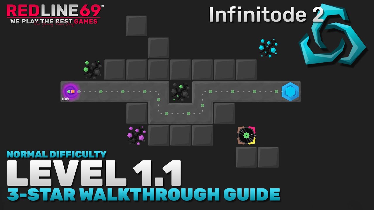 Infinitode 2 | Level 1.1 - Normal Difficulty | 3-Star Guide | Redline69 Games - YouTube