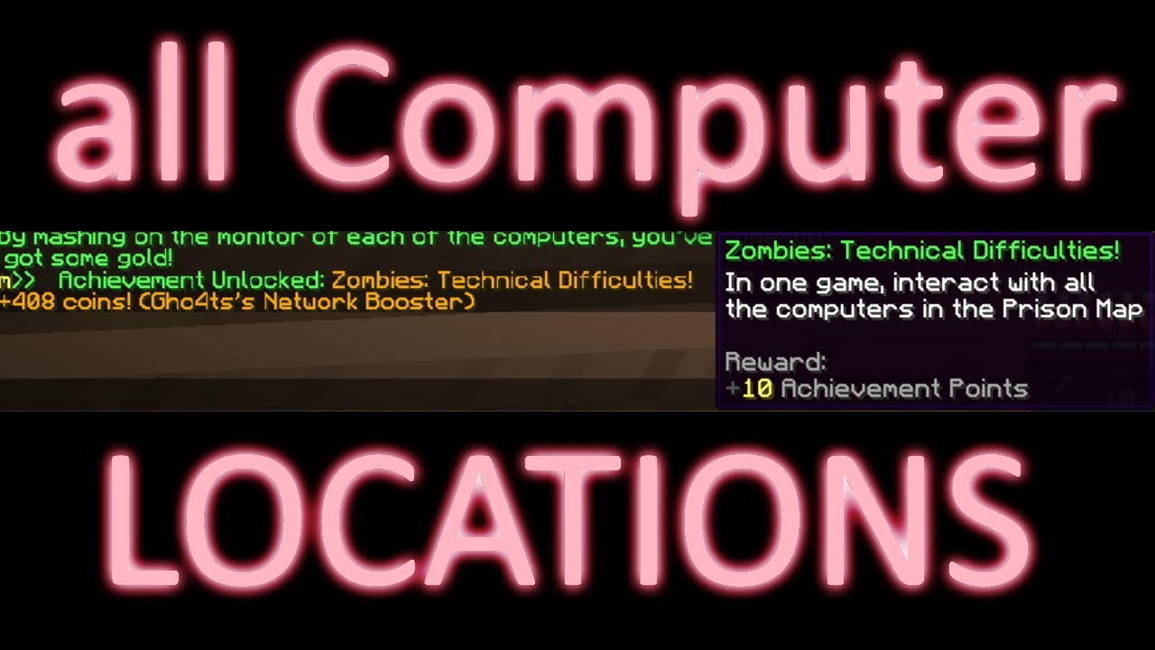 All 29 Computer Locations in Hypixel Zombies Prison (hypixel achievement) - YouTube
