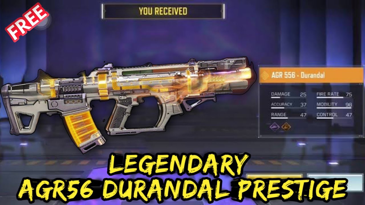 FREE LEGENDARY GUN AGR 556 - DURANDAL PRESTIGE CALL OF DUTY MOBILE ...