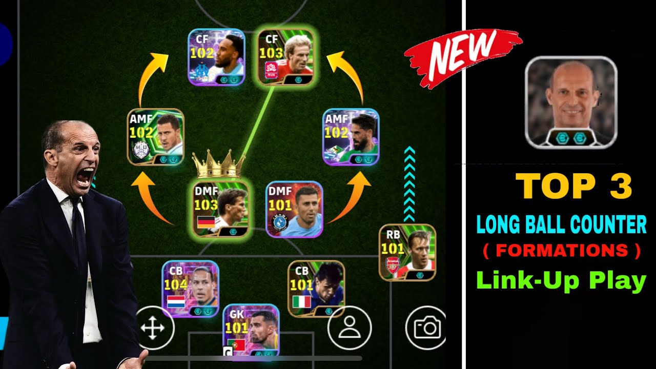 Best Top 3 Long Ball Counter Formations in efootball 2026 | M. Allegri ...