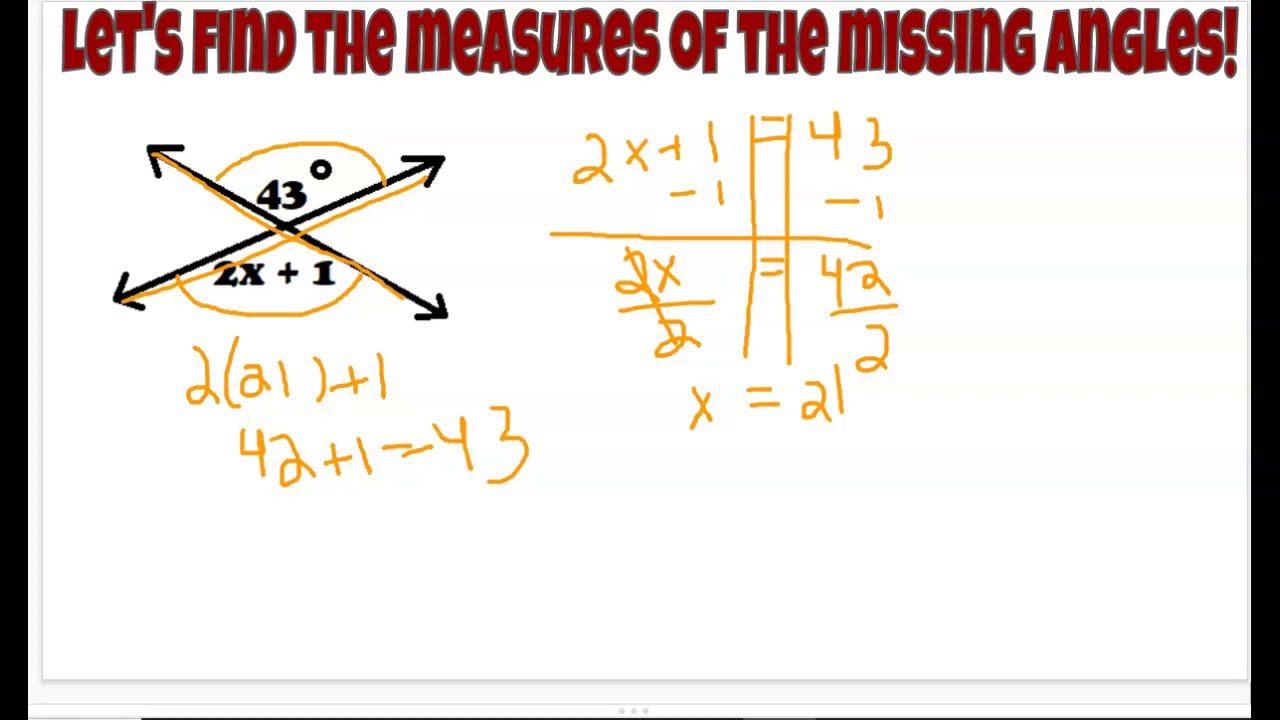 Finding Missing Angles with Algebra - YouTube