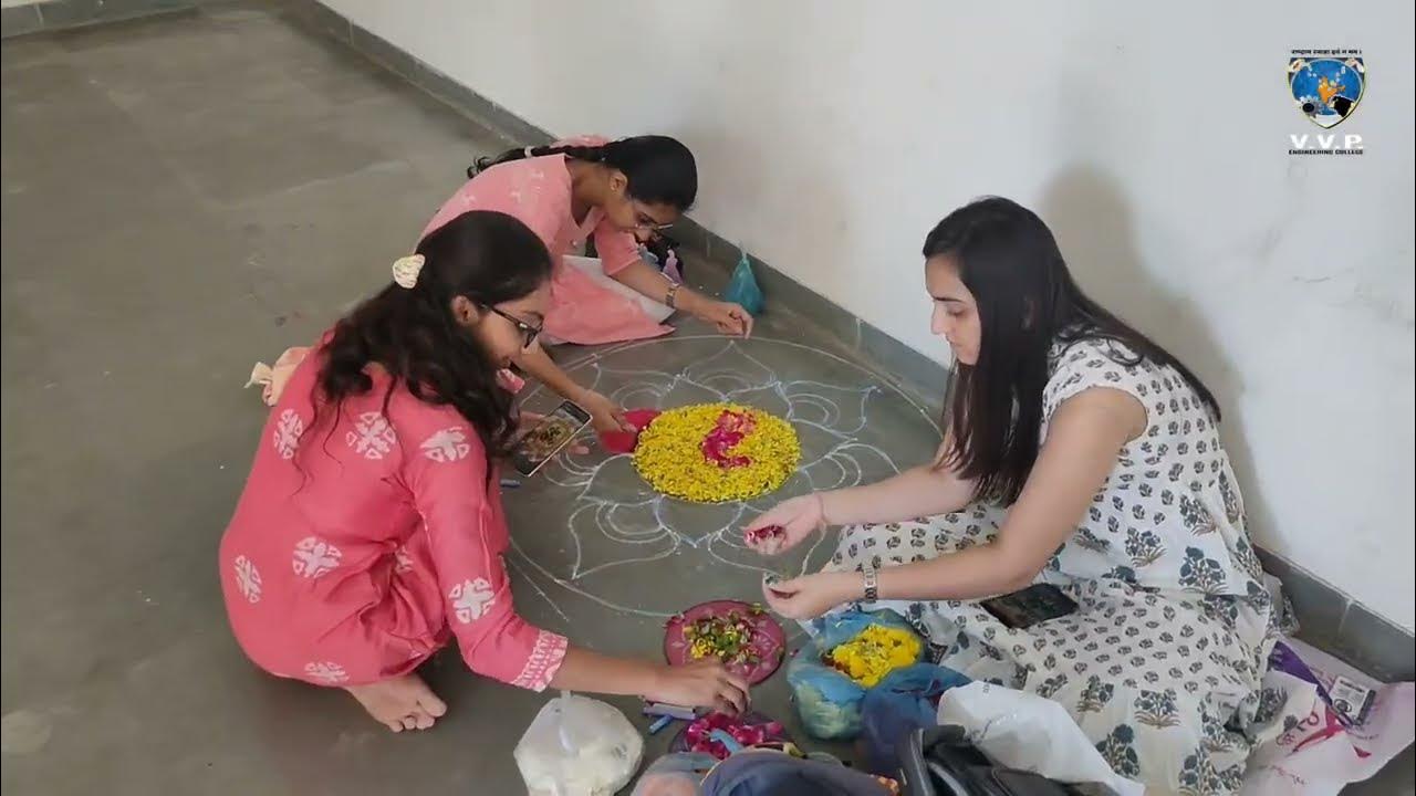 Rangoli Competition @ V.V.P. Engineering College, Rajkot. - YouTube