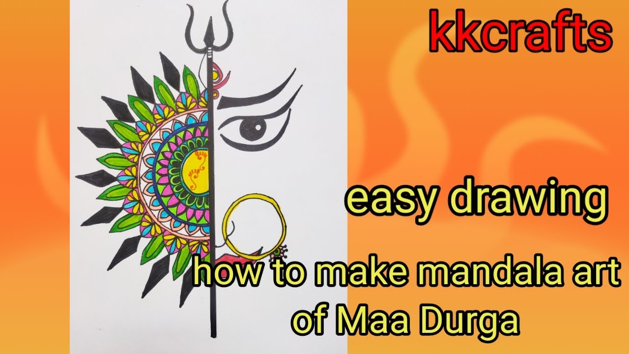 how to make easy mandala art of Maa Durga/easy drawing 4 kids/navratri ...