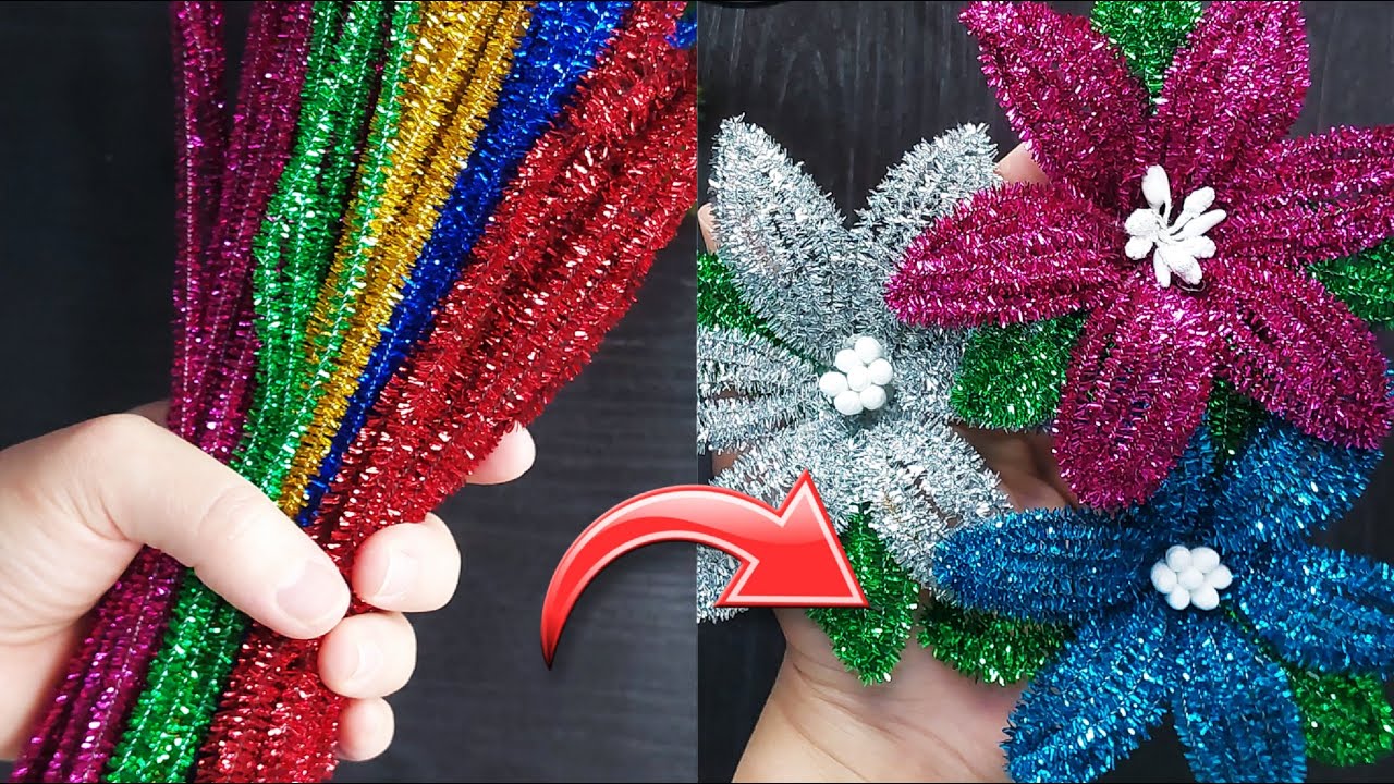 How to make flowers from wire pipe cleaners/ These beautiful flowers ...